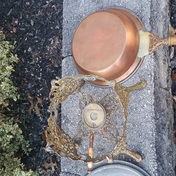 Hand Crafted | Kitchen | Antique Chafing Dish Copper Pan With Lid Cast ...